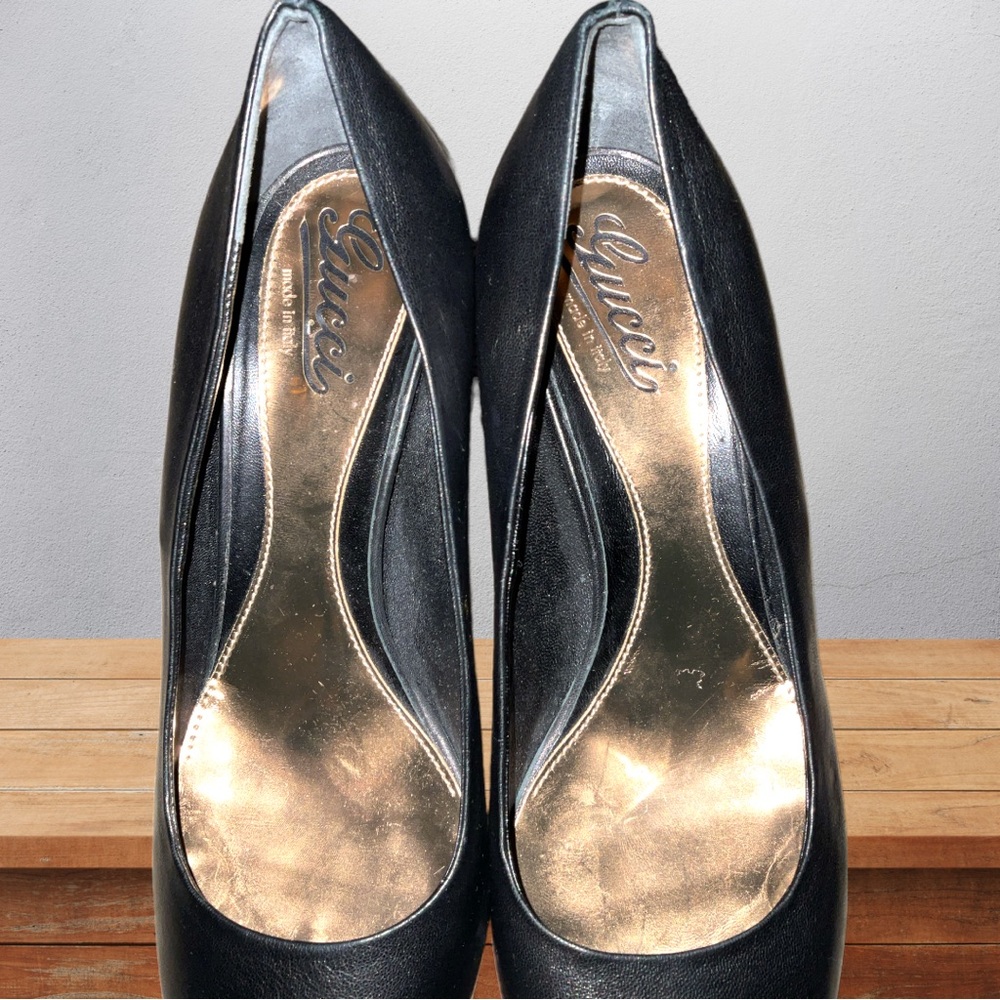 Gucci: “Betty” Peep Toe Platform Stiletto Heels - Gem